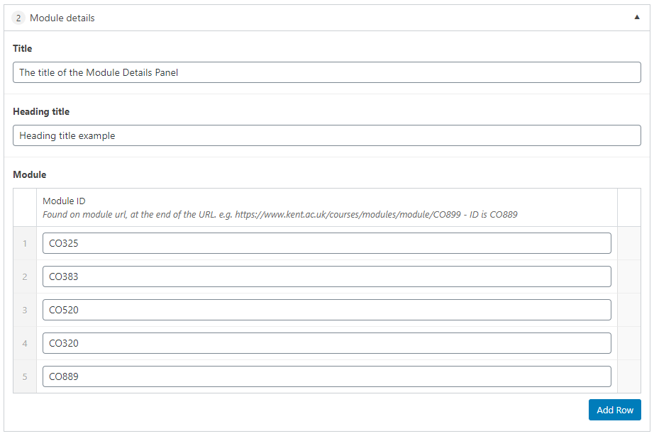 Module details - Documentation - Research at Kent