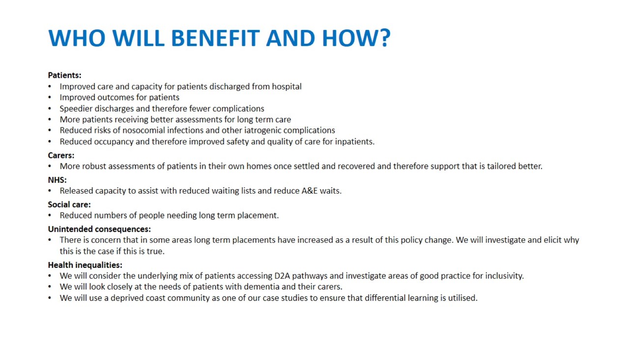 Project Set-up - Evaluating Discharge to Assess pathways in Kent ...